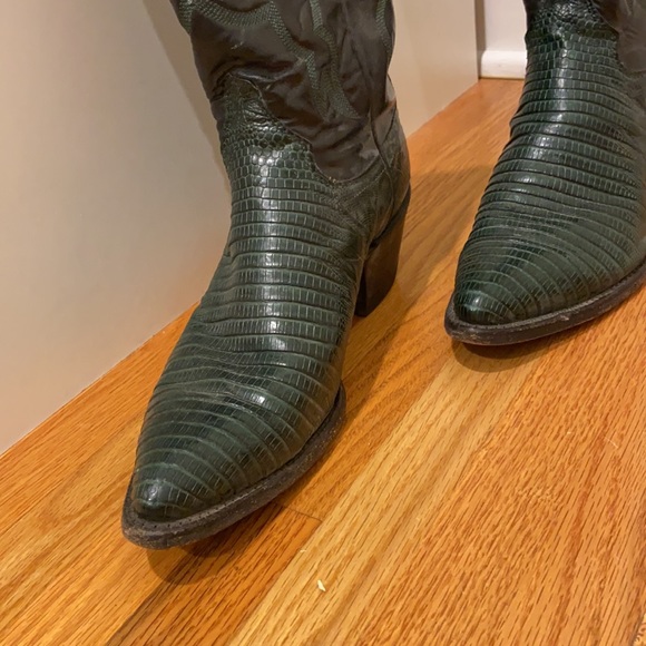 Justin Boots | Shoes | Justin Emerald Green Black Leather Cowgirl Boots ...